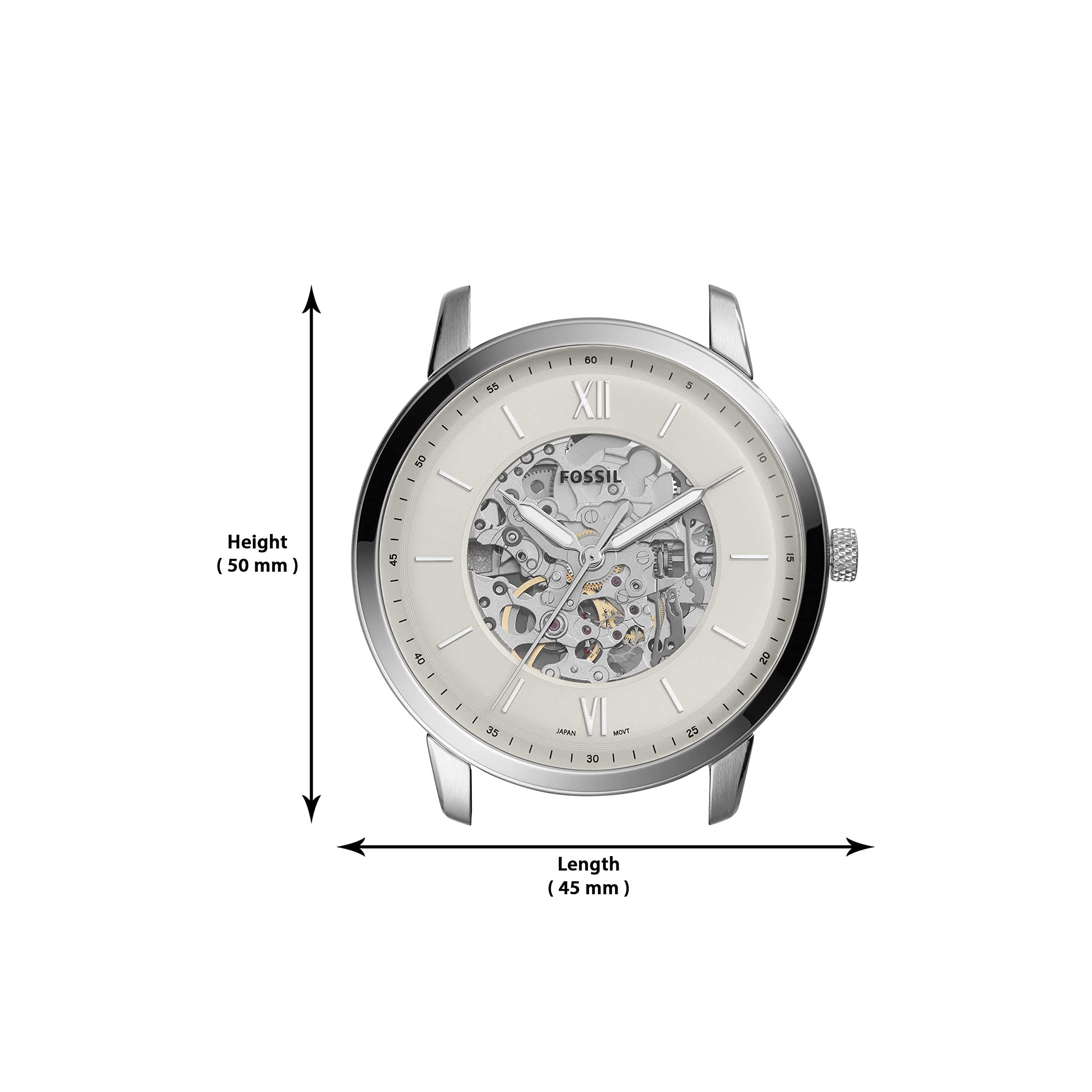 Fossil Men's Neutra Automatic Stainless Steel and Leather Three-Hand Skeleton Watch, Color: Silver, Brown (Model: ME3184)