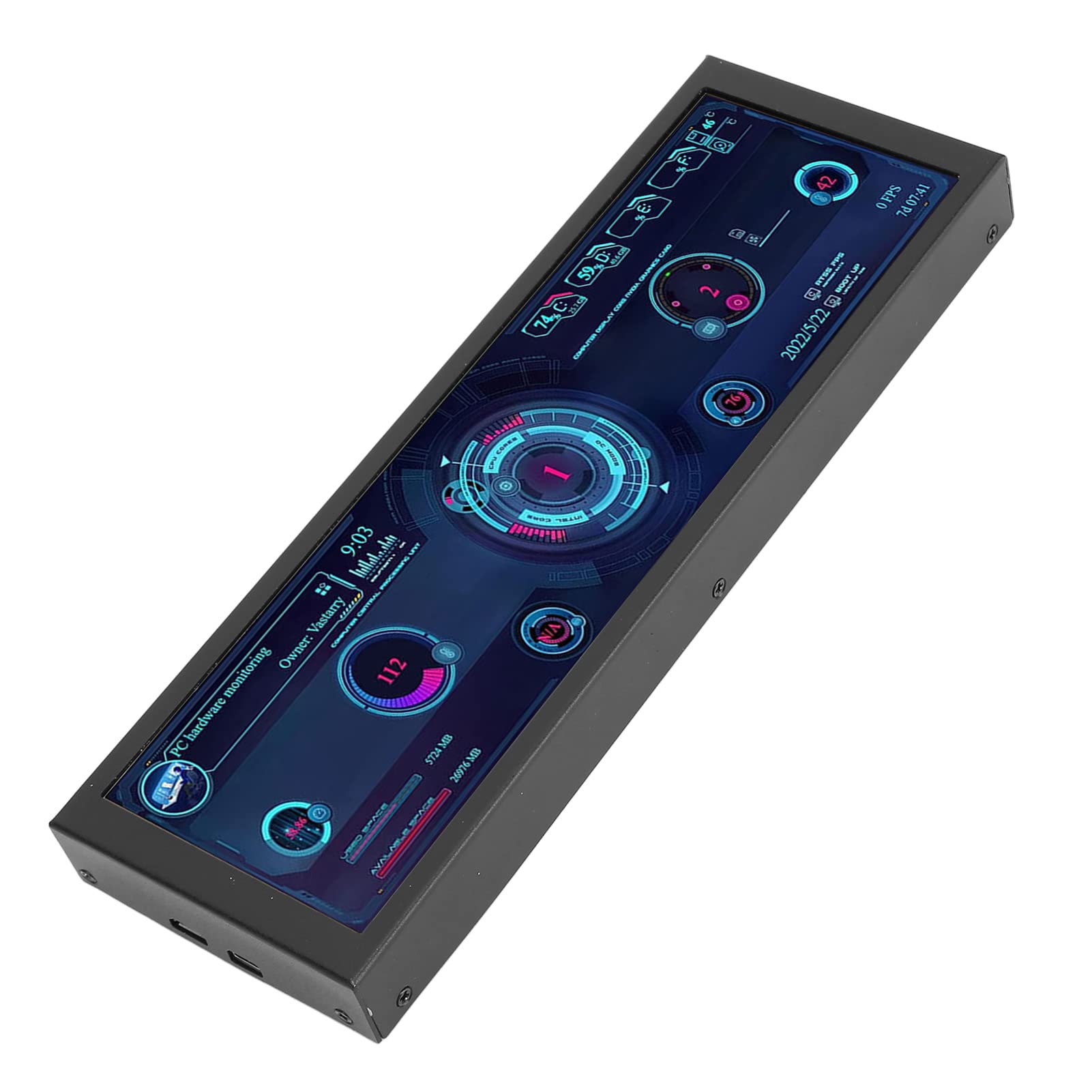 Naroote PC CPU Monitor, 7.9 Inch Computer CPU Monitor Multifunction Theme Editor for Desktop