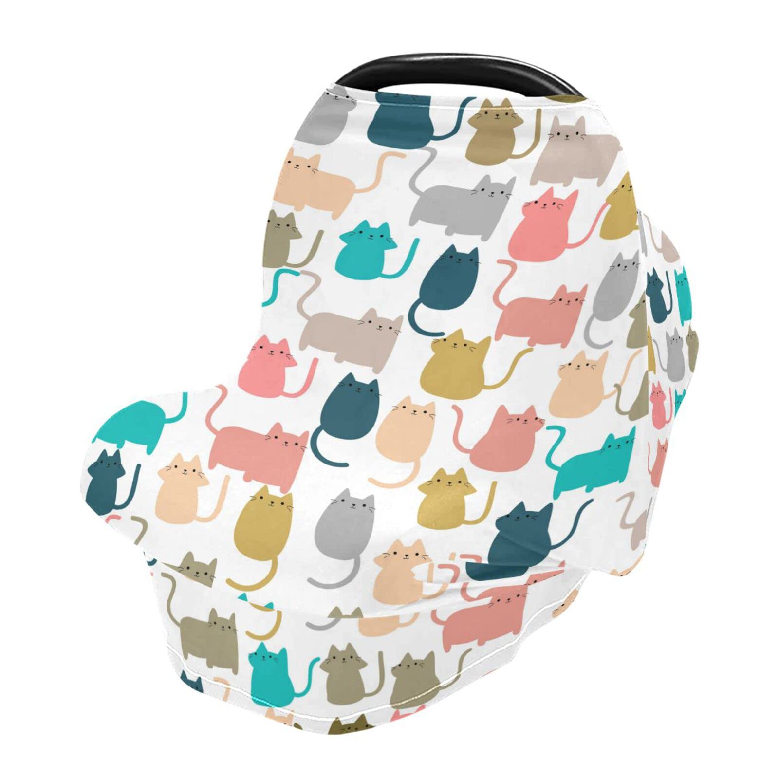 Nursing Cover Breastfeeding Scarf Colorful Cat Kitten Pattern-for Baby Car Seat Covers, Stroller Cover, Carseat Canopy(228ue8a)