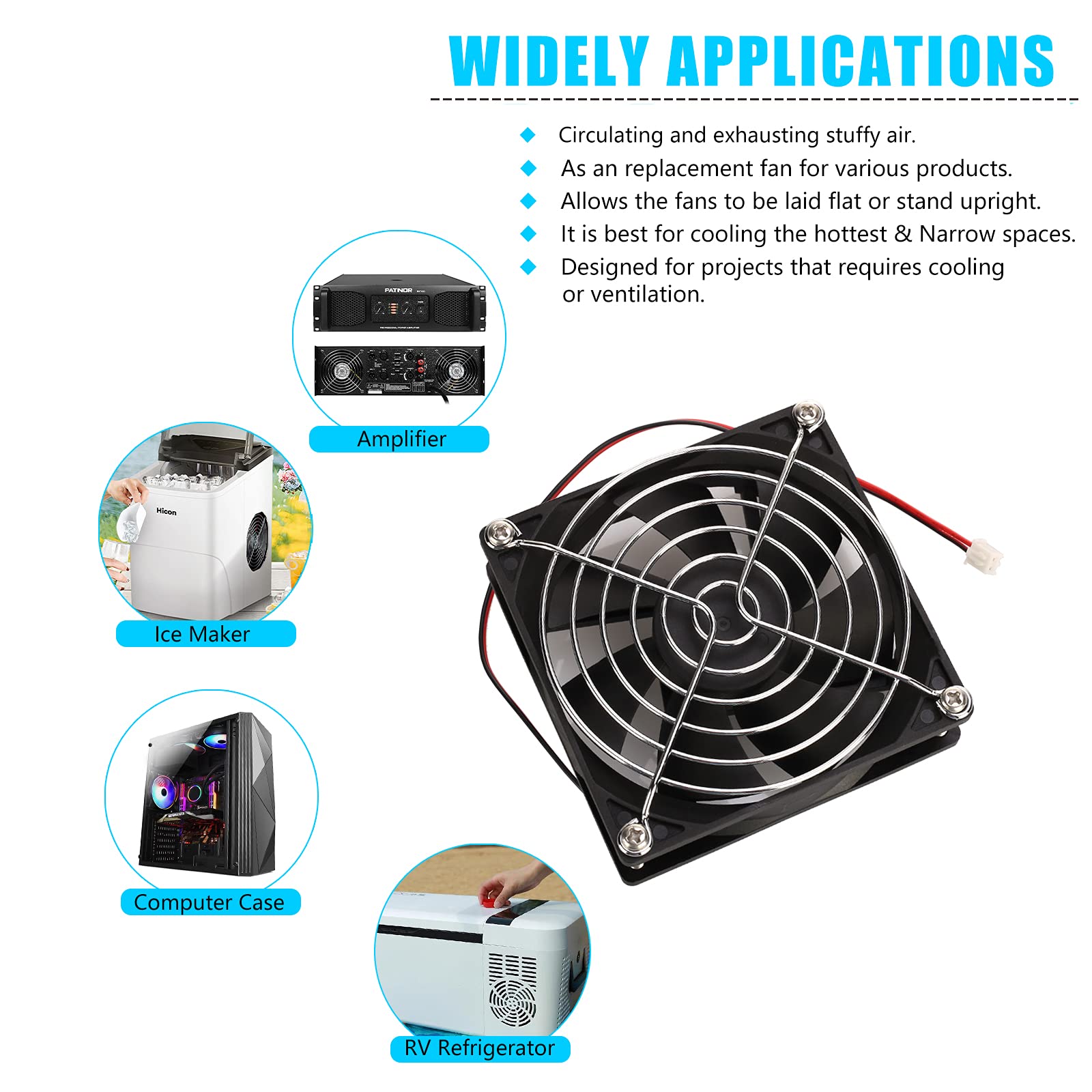 KEYFANCLUB 2-Pack 140mm x 25mm 12 Volt Computer Fan, 140mm Case Fan, PC Case Fan High Performance Cooling Fan