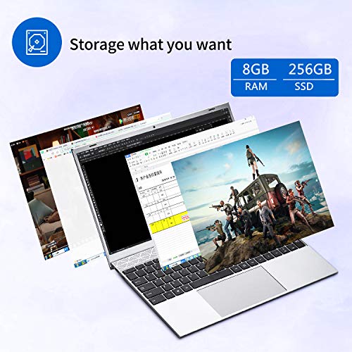 Habisder 15.6 inch Laptop, IPS Display, 64-bit Quad-core celeron_j4115 Processor, 8GB RAM, 256GB SSD, scalable 1TB SSD Solid State Drive, 8000mAh high Battery Life, Windows 10 OS（Grey）