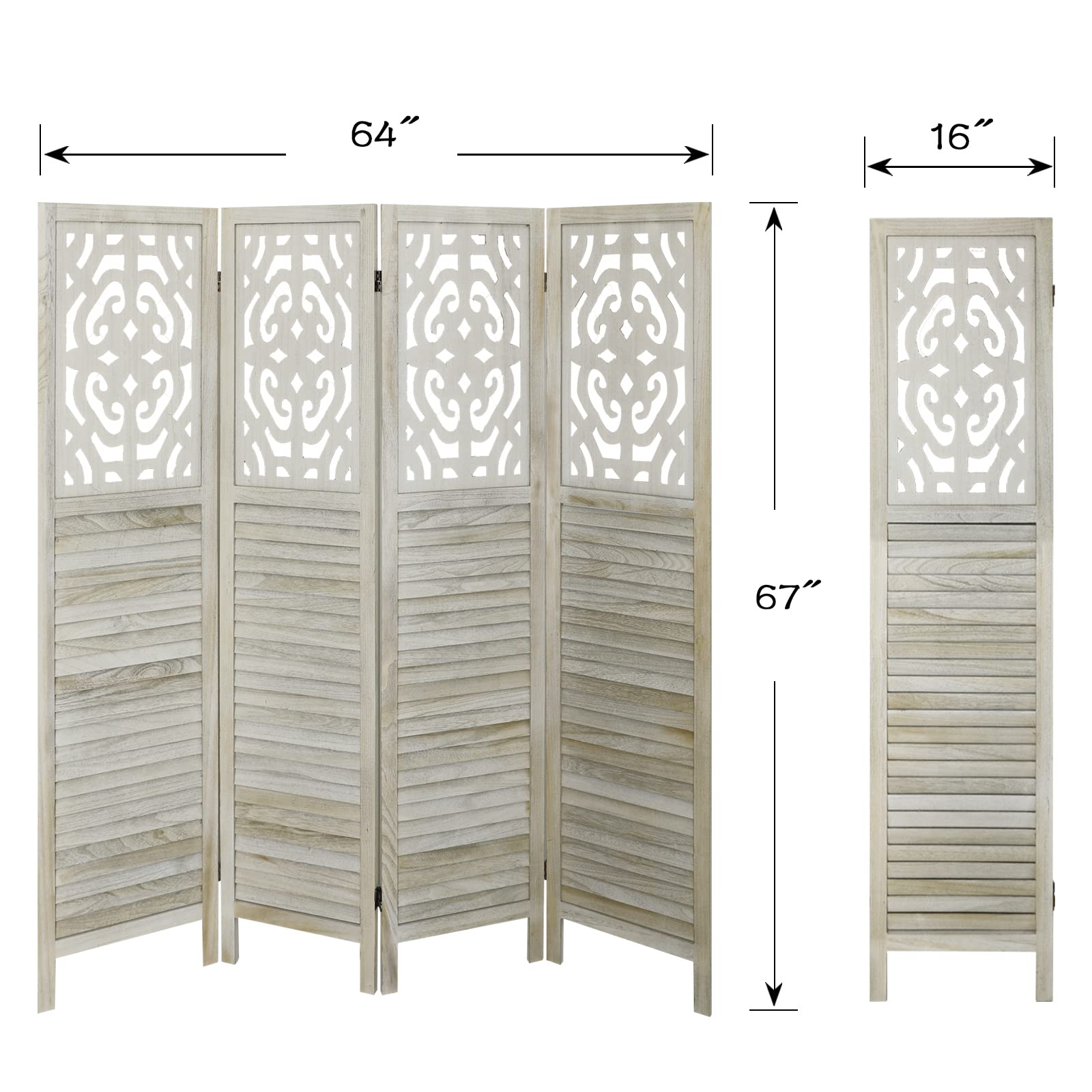 ECOMEX Cutout Room Divider,6 Panel Freestanding Room Divider Screen,Folding Privacy Wall Screen Room Divider for Home Office Bedroom, Natural