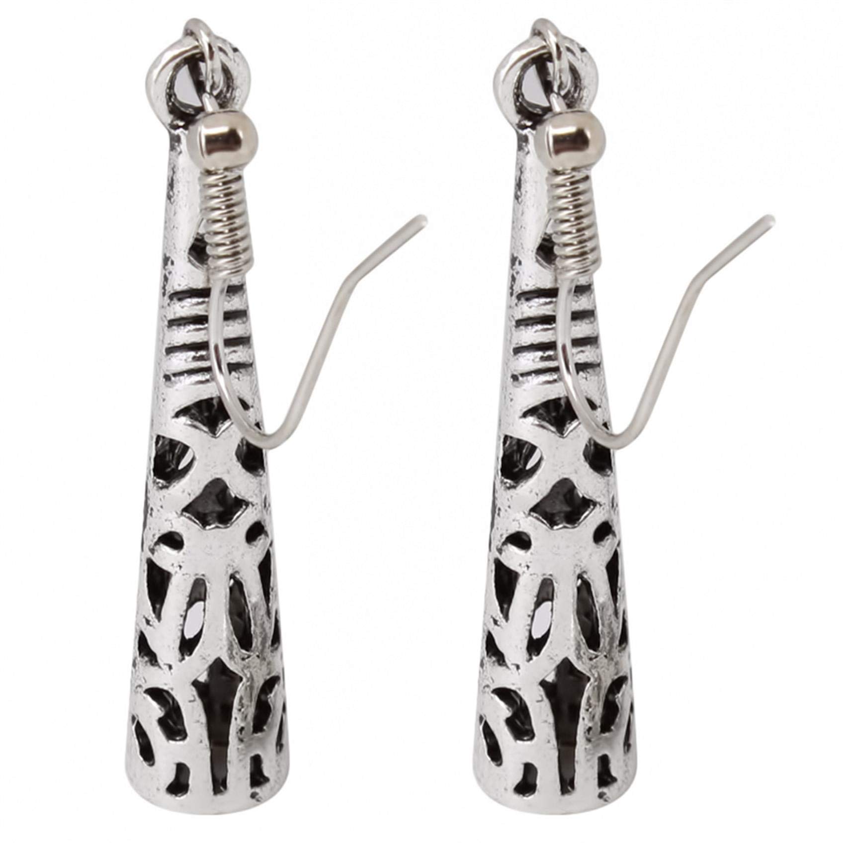 Guoshang Women Vintage Silver Boho Dangle Earrings Hollow Out Tribe Totem Ear Drop Earrings