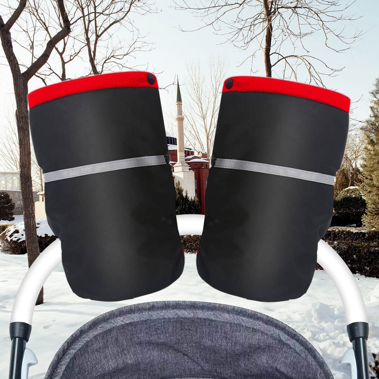 Stroller Gloves Hand Muffs Mittens Pram Hand Warmer Winter Anti- Freeze Extra Thick Waterproof with Luminous Stroller Warmmuffs Universal Stroller Accessories for Pushchair Car Seat Buggy
