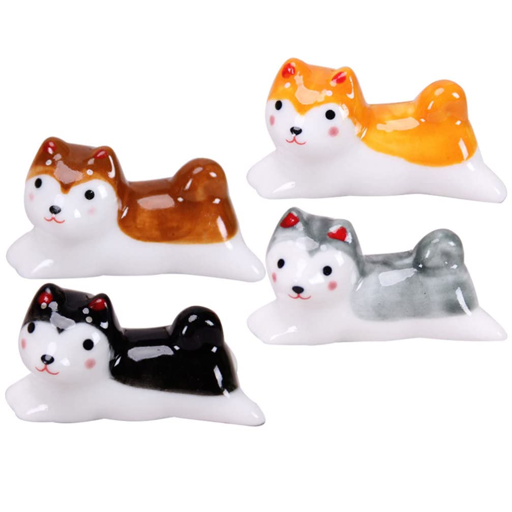 Hemoton 4pcs Ceramic Chopstick Rest Chopstick Stand Puppy Chopstick Rest Chopstick Holder Cute Chopsticks Japan Store Pillow Decorative Chopstick Accessory Ceramics Desktop Cutlery Rack