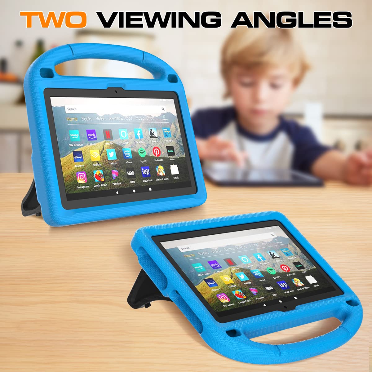 Fire 8 Tablet Case for Kids, YIHE Case for Amazon Fire 8/HD 8/8 Plus Kids Pro (2022 Model & 10th Generation-2020), Shockproof Kidproof Protective Case with Handle Stand for Fire 8 inch, Blue