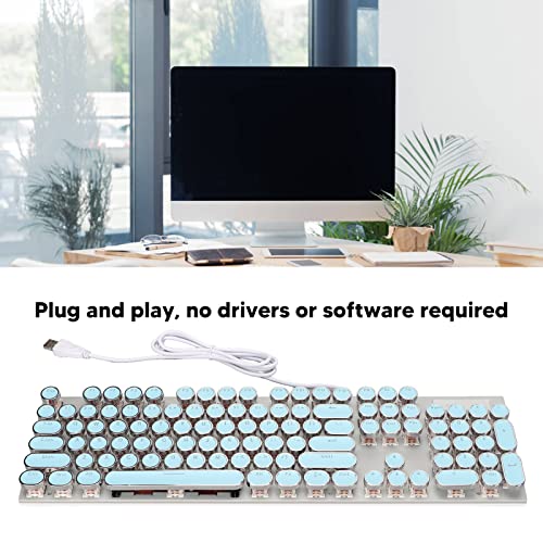 Mechanical Keyboard, Ergonomic Design Typewriter Style 104 Keys Red Switch Mechanical Gaming Keyboard for Office Red Switch