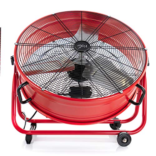 Vie Air 24 Inch Commercial Floor Drum Fan in Red