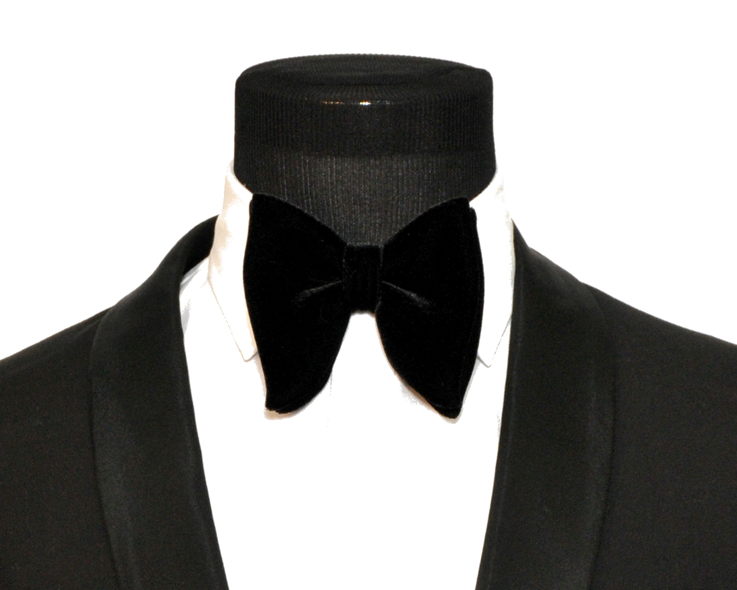 FERUCCI Mens Oversized Self tied Black Velvet Bow Tie -Tuxedo Bowtie, Mens big bow tie (one size)