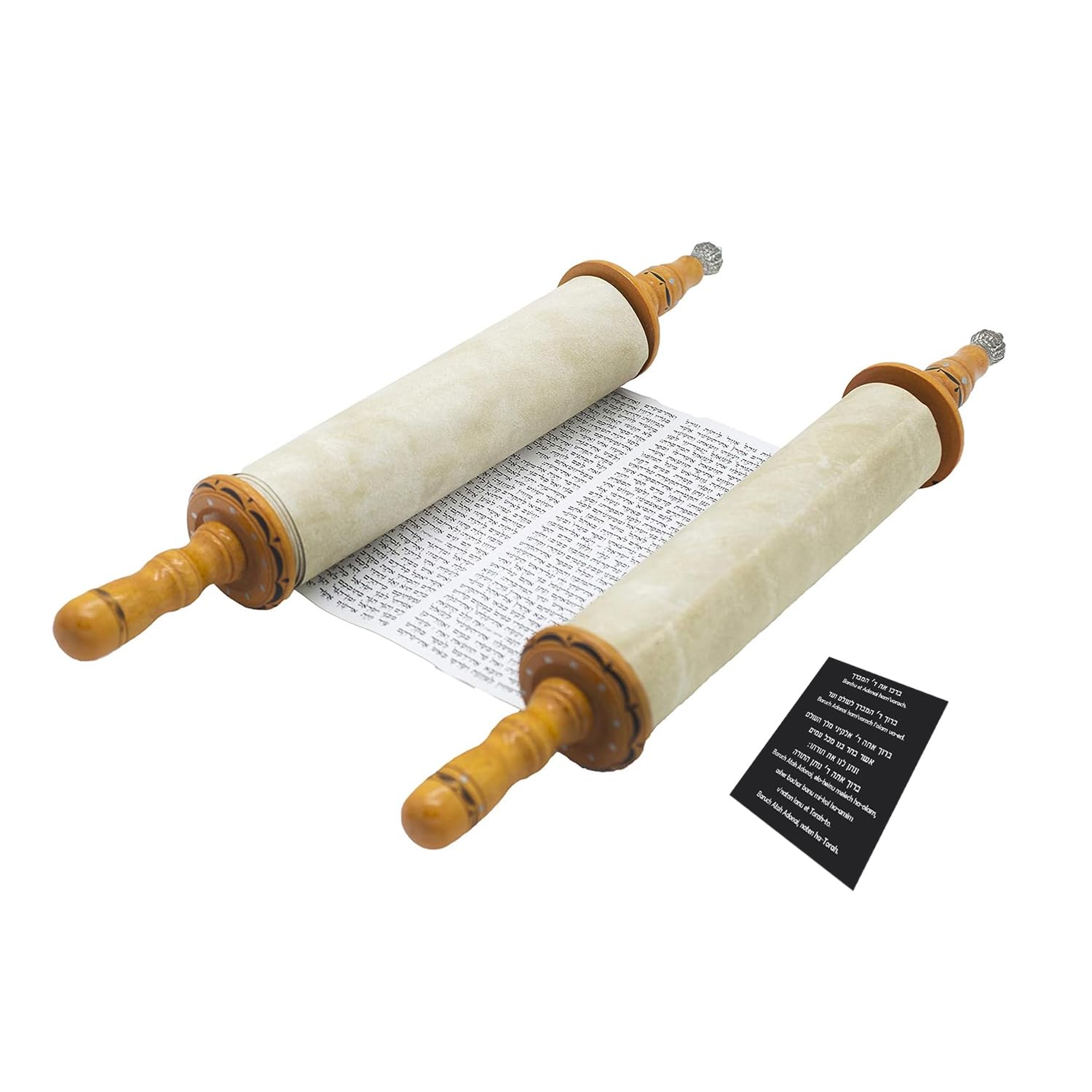 HOUSEOFGAFNI 13" Complete Torah Scroll with Blue Velvet Mantel - Hebrew Sefer Torah for Children - Includes Yad and Breastplate - Great for Simchat Torah and Weekly Parsha Study