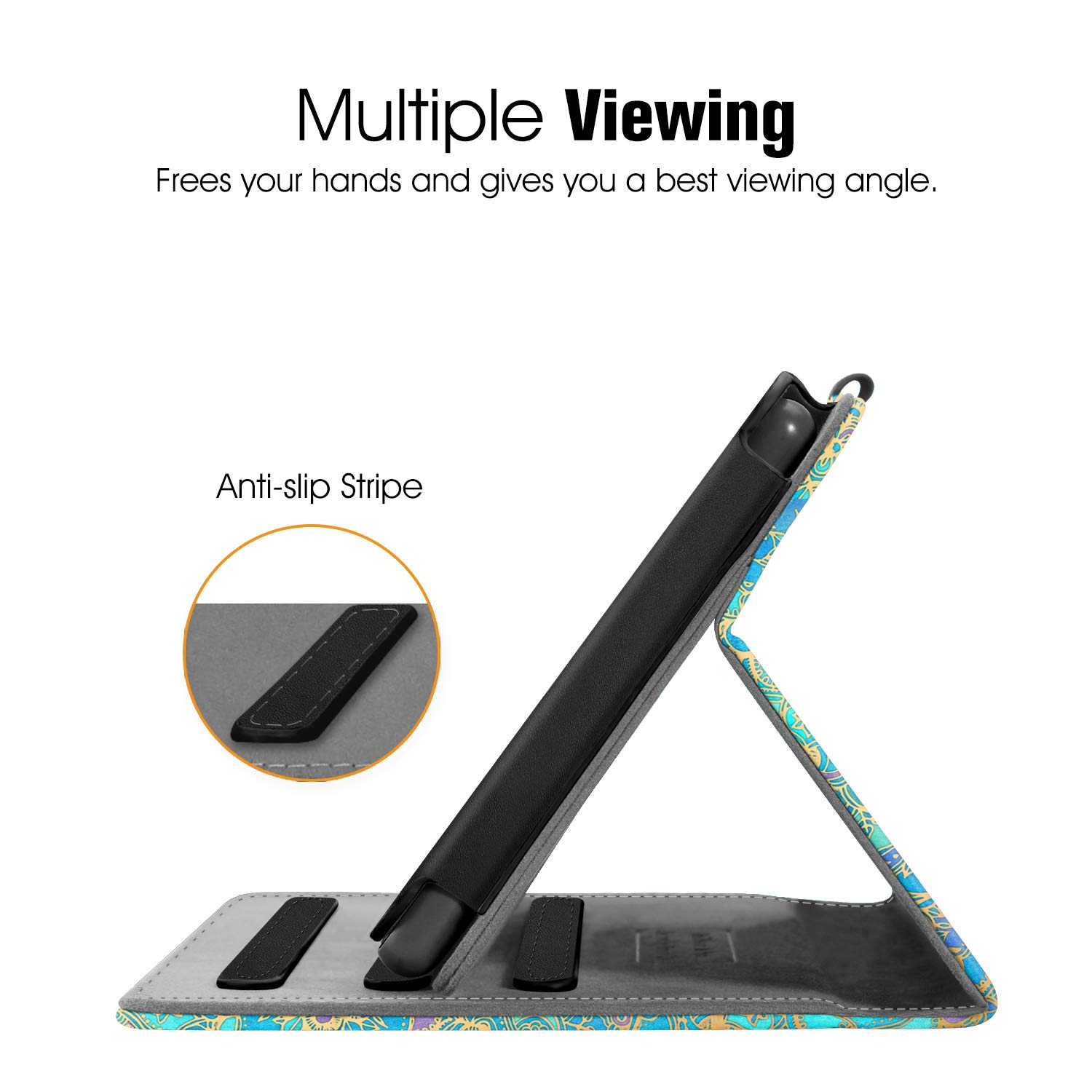 Fintie Case for Amazon Fire 7 Tablet (9th Generation, 2019 Release) - [Multi-Angle] Viewing Folio Stand Cover with Pocket Auto Wake/Sleep, Shades of Blue