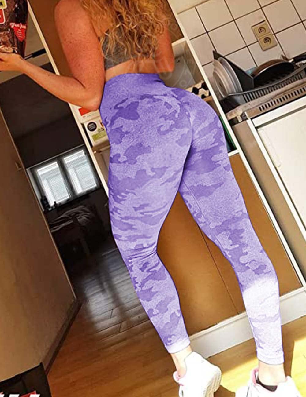 FITNEXX Women's Seamless Camo Workout Leggings Butt Lift Tummy Control Pattern Yoga Pants Gym Active Tights