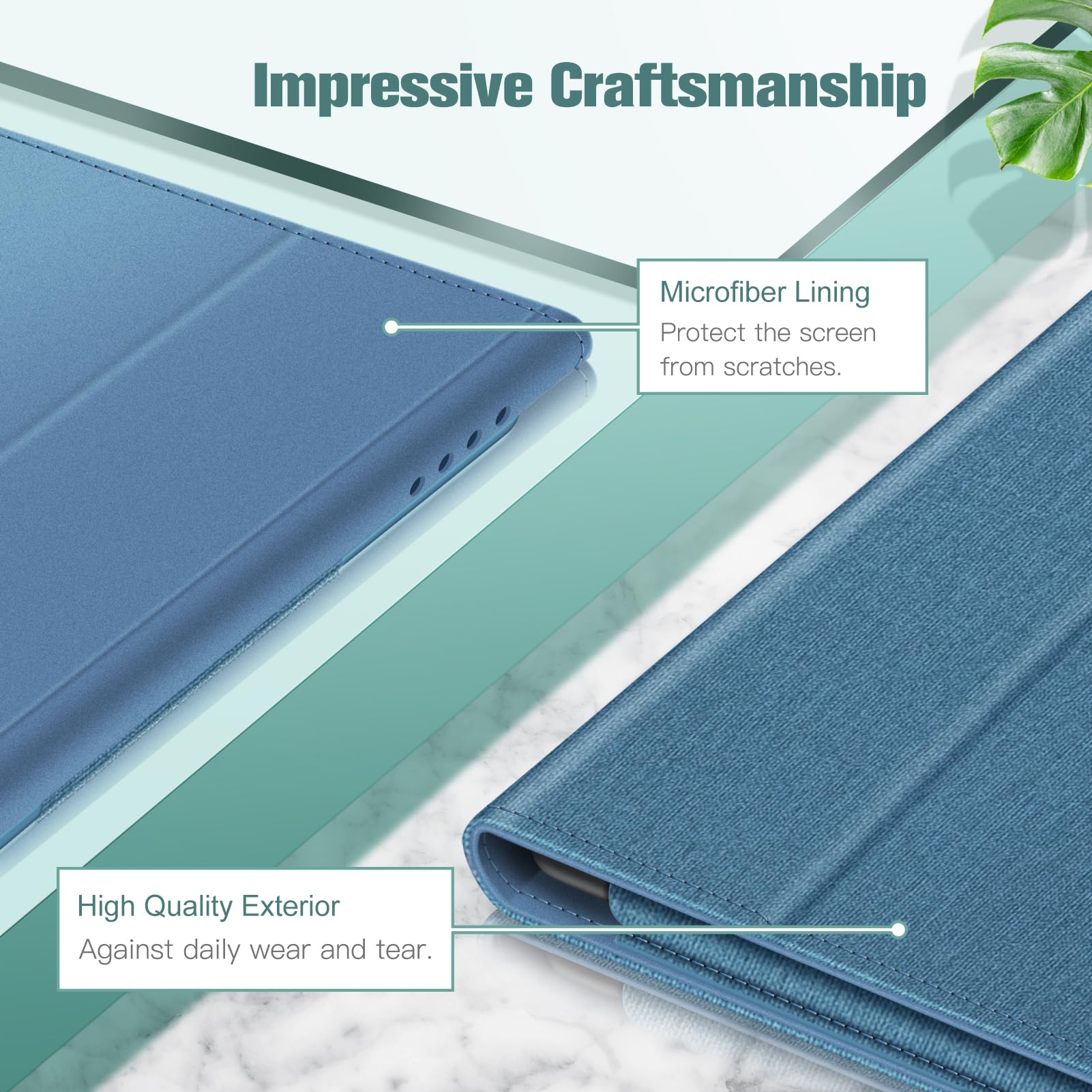 Fintie Folio Case for Amazon Fire HD 8 & Fire HD 8 Plus Tablet (Fits Both 12th/10th Generation, 2022/2020 Release)- Slim Fit Premium Vegan Leather Standing Cover with Auto Sleep/Wake, Twilight Blue