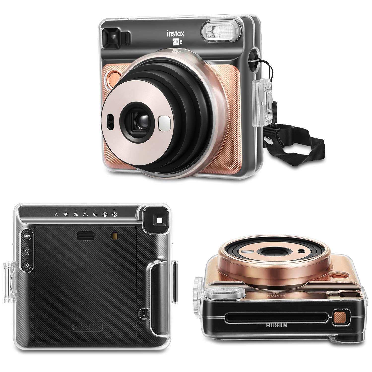 Fintie Protective Clear Case for Fujifilm Instax Square SQ6 Instant Film Camera - Crystal Hard Cover with Removable Shoulder Strap