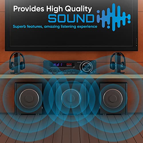 Pyle - PFA560BT - Wireless Bluetooth Home Audio Amplifier - 100W 5.1 Channel Home Theater Power Stereo Receiver, Surround Sound w/HDMI, AUX, FM Antenna, Subwoofer Speaker Input, 12V Adapter