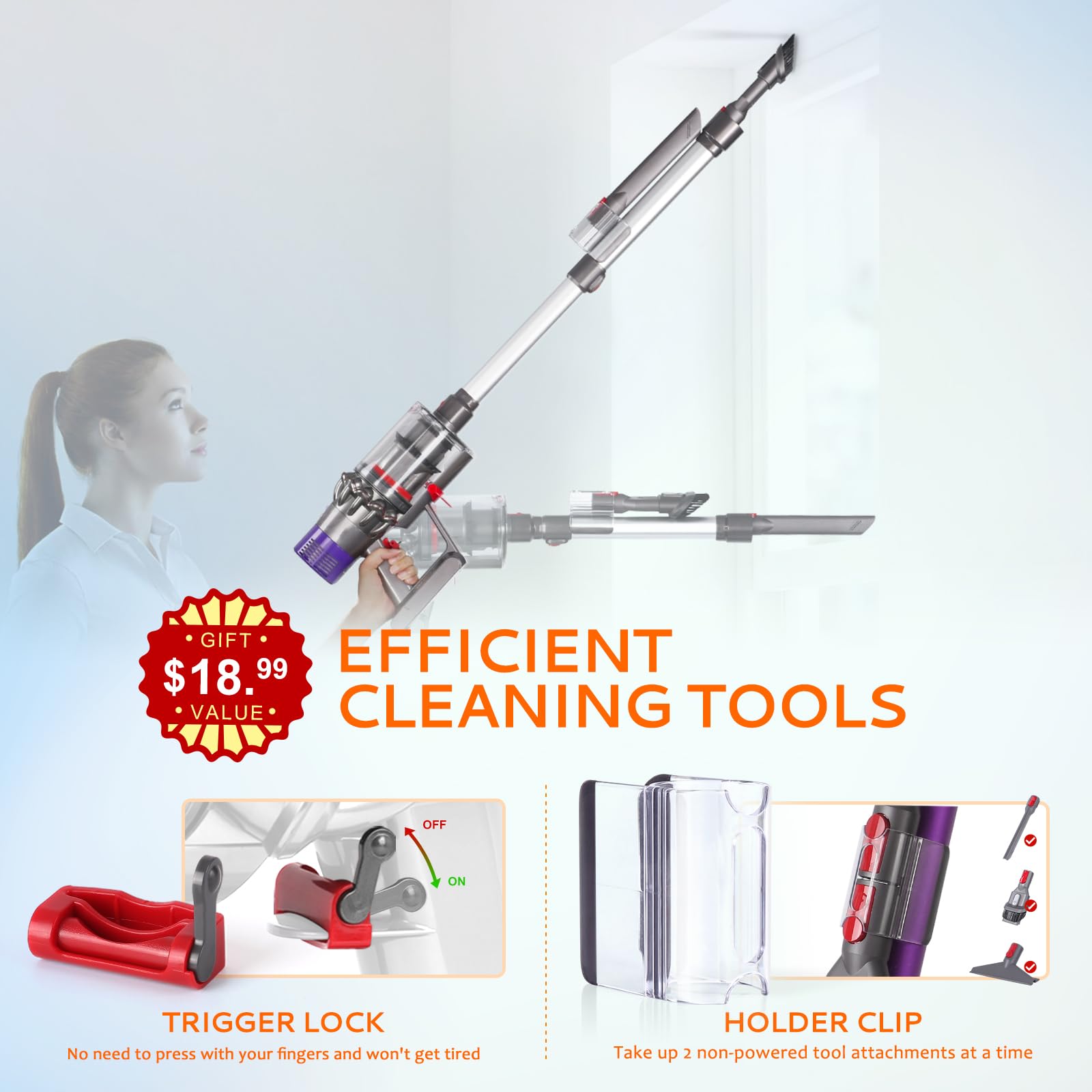 Extendable Quick Release Wand Compatible with Dyson V7 V8 V10 V11 V15 Extension Wand, Saving 18 to 27 Inch, Vacuums Attachment Extension Tube Replacement for Dyson Wand Stick Vacuum Cleaners(Silver)