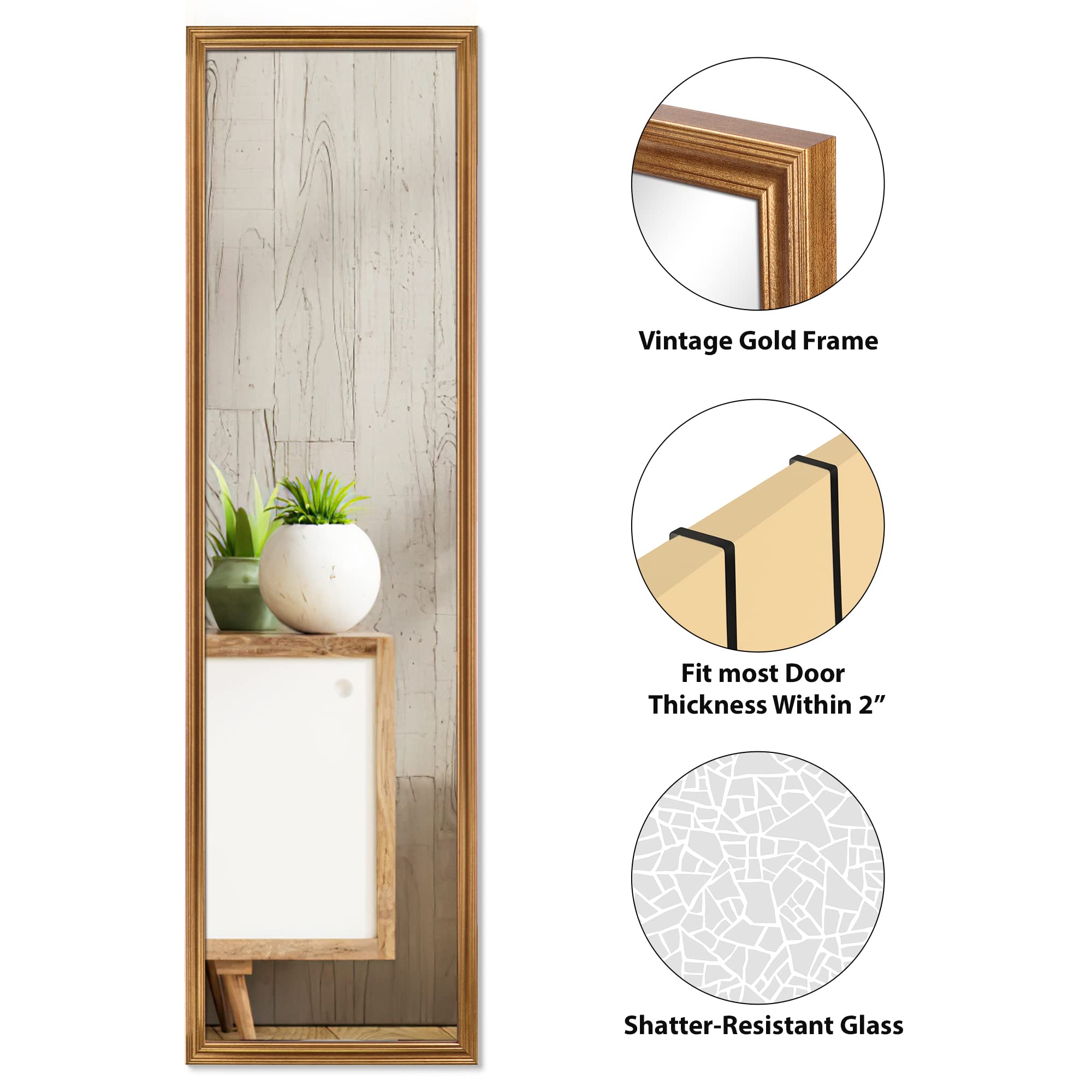 Edenseelake 2 Packs 14x48 Inch Full Length Wall Mirrors Over Door Mirror for Bedroom, Living Room, Black