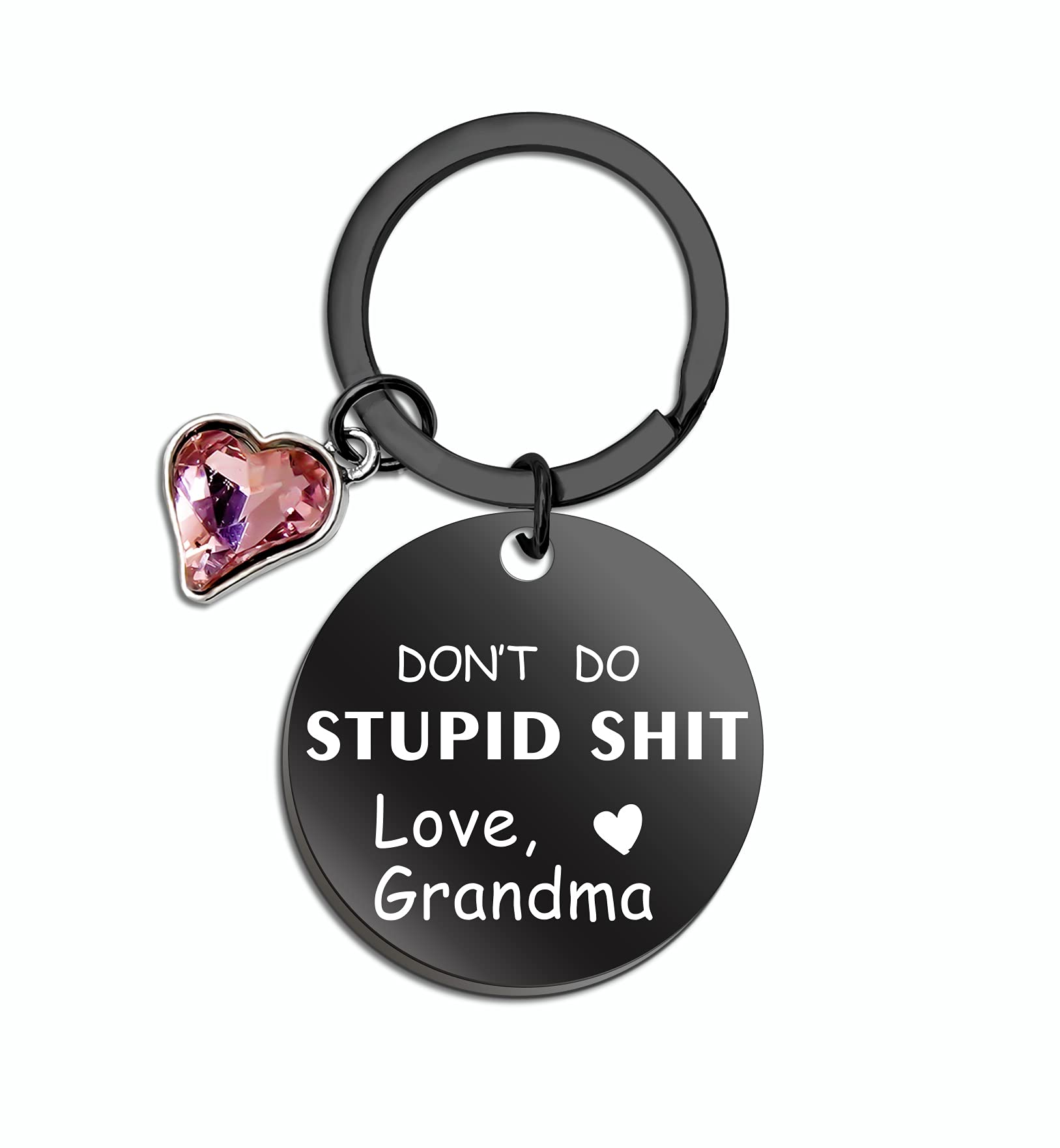 Funny Birthday Gifts for Grandson Granddaughter from Grandma Don't Do Stupid Keychain Funny Sarcasm Gift for Women Men Friend Teenager Boy Girl Humor Gag Gifts Grandma to Kid Stocking Stuffer