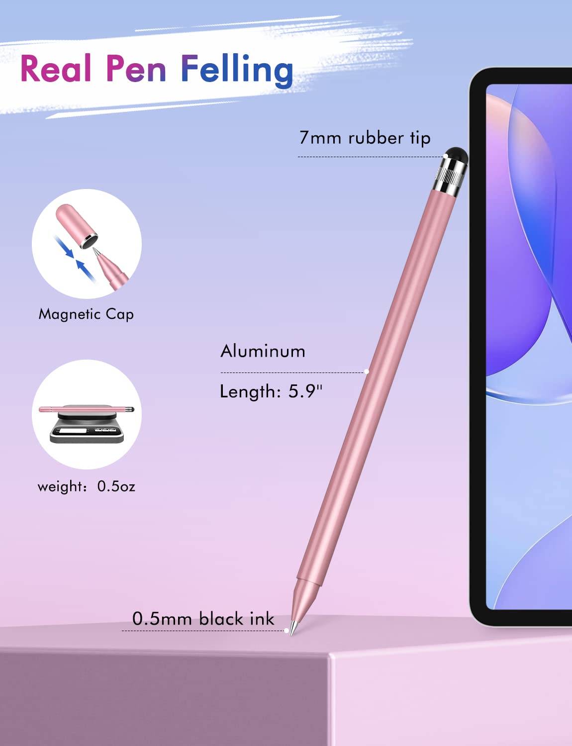 MEKO Touch Screen Pens 2 in 1 Universal Stylus Pens Black Ink Pen Stylist Pens for iPad/iPhone/Tablet/Laptops/Samsung Galaxy All Capacitive Touch Screens- 3 Pack