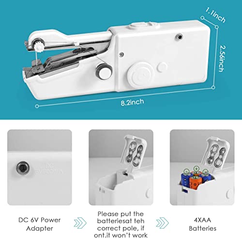 WZHHPIDN Handheld Sewing Machine,Mini Sewing Machine for Quick Stitching,Portable Sewing Machine Suitable for Home,Travel and DIY,Electric Handheld Sewing Machine for Beginners,White