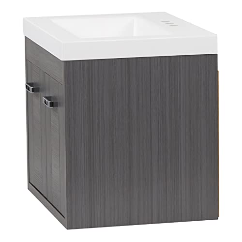 Spring Mill Cabinets Marlowe Floating Bathroom Vanity with 2-Door Cabinet and White Countertop with Integrated Sink, 24.5" W x 18.75" D x 22.25" H, Phantom