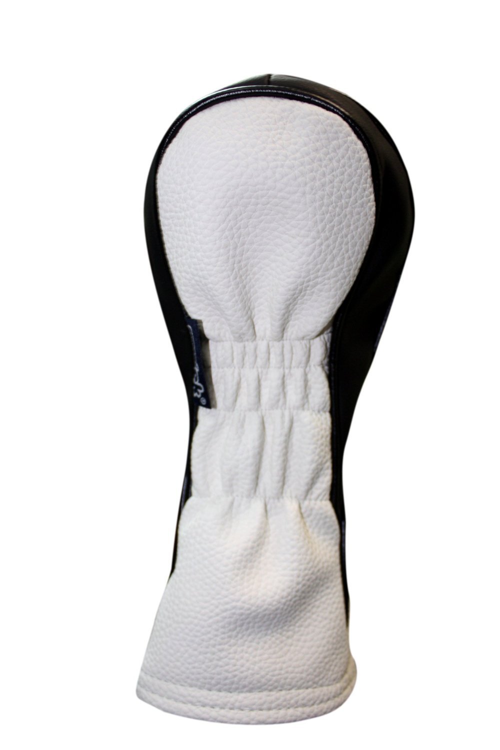 Golf Headcover Black and White Leather Style #5 Fairway Head Cover Fits Fairway Wood Clubs