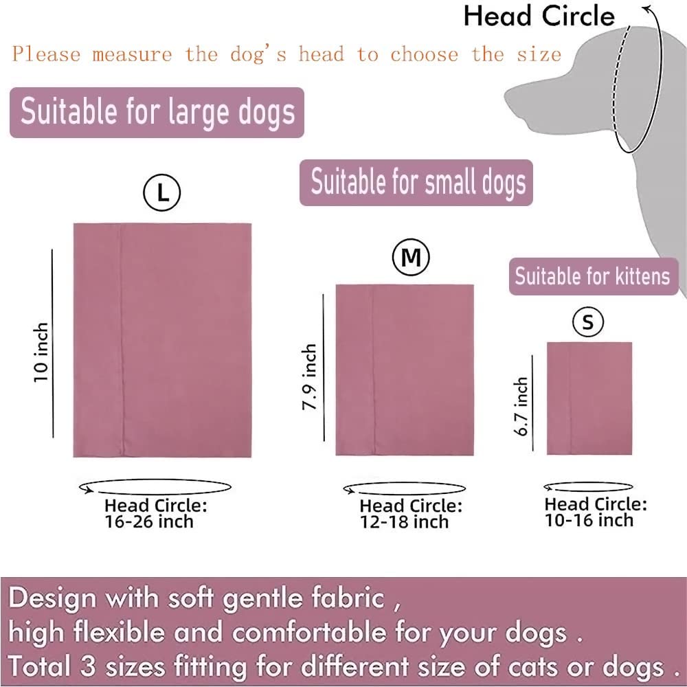 Quiet Ears Covers for Dogs 3pcs,Dog Snoods Ear Covers for Noise,Grooming and Force Drying Miracle Tool for Anxiety Relief & Calming Dogs(Grey+Pink+Purple) (Small)