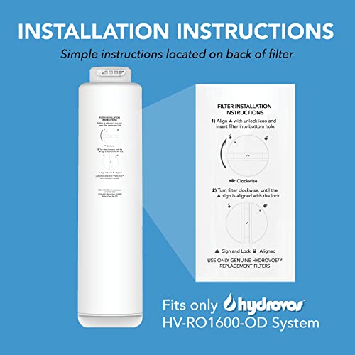 HYDROVOS HV-RO1600-ROM Filter, Replacement Cartridge #2 Fits Only HV-RO1600-OD Tankless Reverse Osmosis System, 2 Years Filter Life, Easy DIY Filter Changes, Reduces Over 95% Dissolved Contaminants