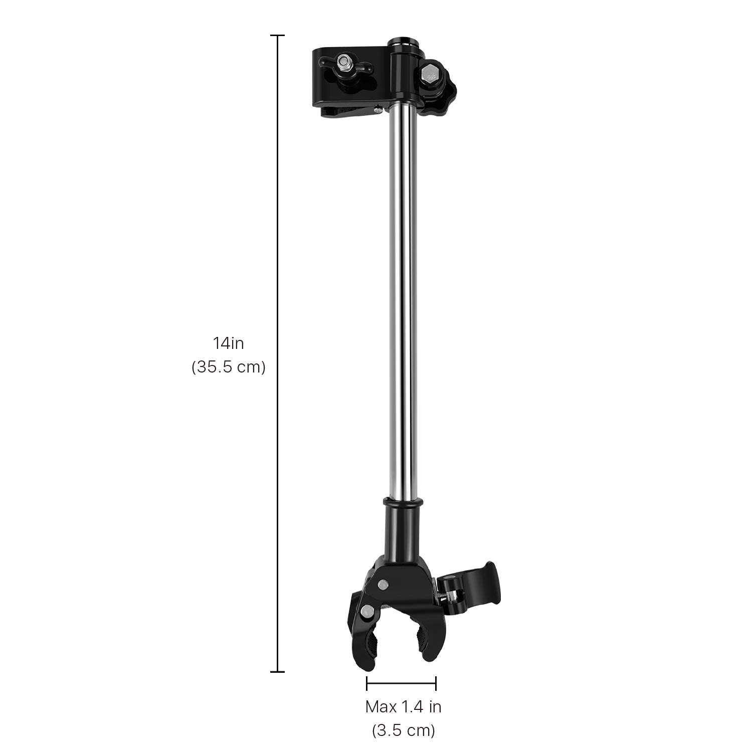 Flexzion Bicycle Umbrella Clamp Holder Mount Stand Handlebar Wheelchair Umbrella Universal Clamp Connector Frame Stroller Umbrella Attachment Quick Mount Dismount Adjustable Durable Length Tube Handle