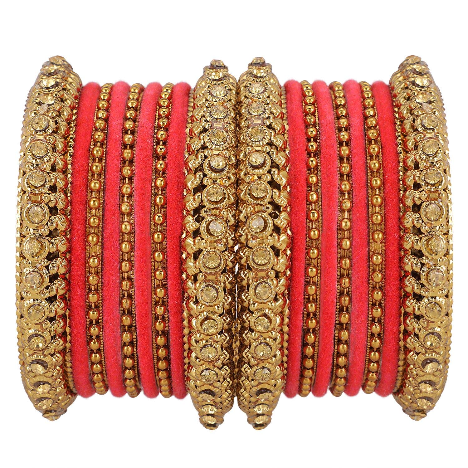 Efulgenz Boho Antique Oxidized Indian Jewellery Tribal Crystal Velvet Bracelet Bangle Set