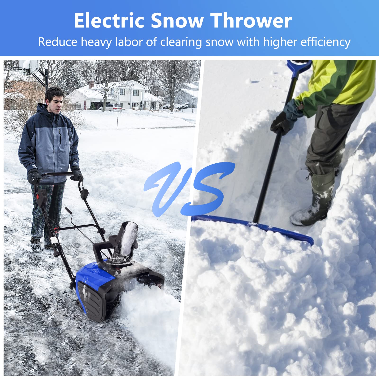 GYMAX Electric Snow Thrower, 18” 15Amp Corded Snow Blower with 180° Chute Rotation & 2 Transport Wheels, 26’ Throwing Distance for Driveway, Sidewalk (Red)