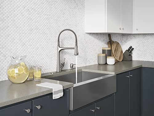 KOHLER R27459-SD-VS Lilyfield Commercial Style Pre-Rinse Single-Handle Semi-Professional Kitchen Sink Faucet, Vibrant Stainless