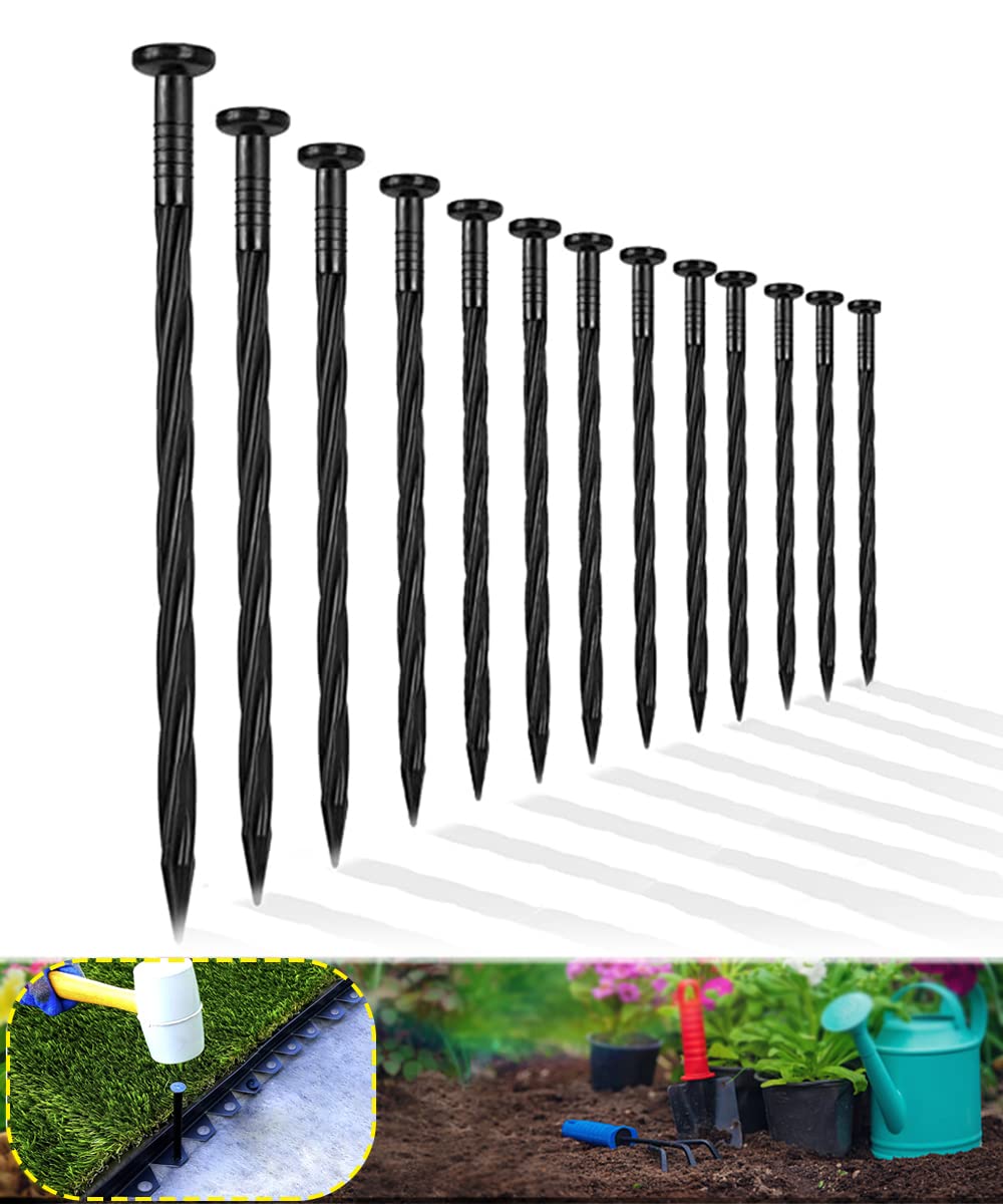 Meboyz 30-Pack-8 Inch Plastic Edging Spikes, Spiral Nylon Landscape Anchoring Spikes, Edging Spikes for Paver Edging, Weed Barrier, Artificial Turf & More (Fits Most Brands Dimex EasyFlex Proflex…