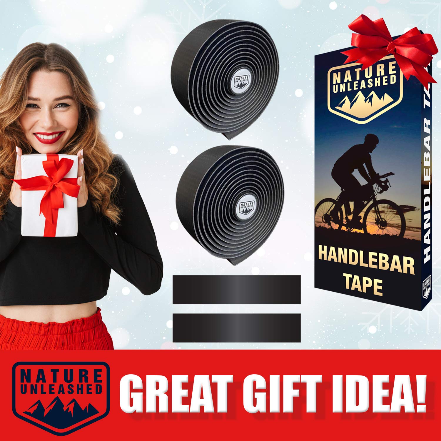 Handlebar Tape - Road Bike Bar Wraps for Handles with End Caps and Finishing Tape - Set of 2 Bicycle Handle Grips - Absorbs Road Shock
