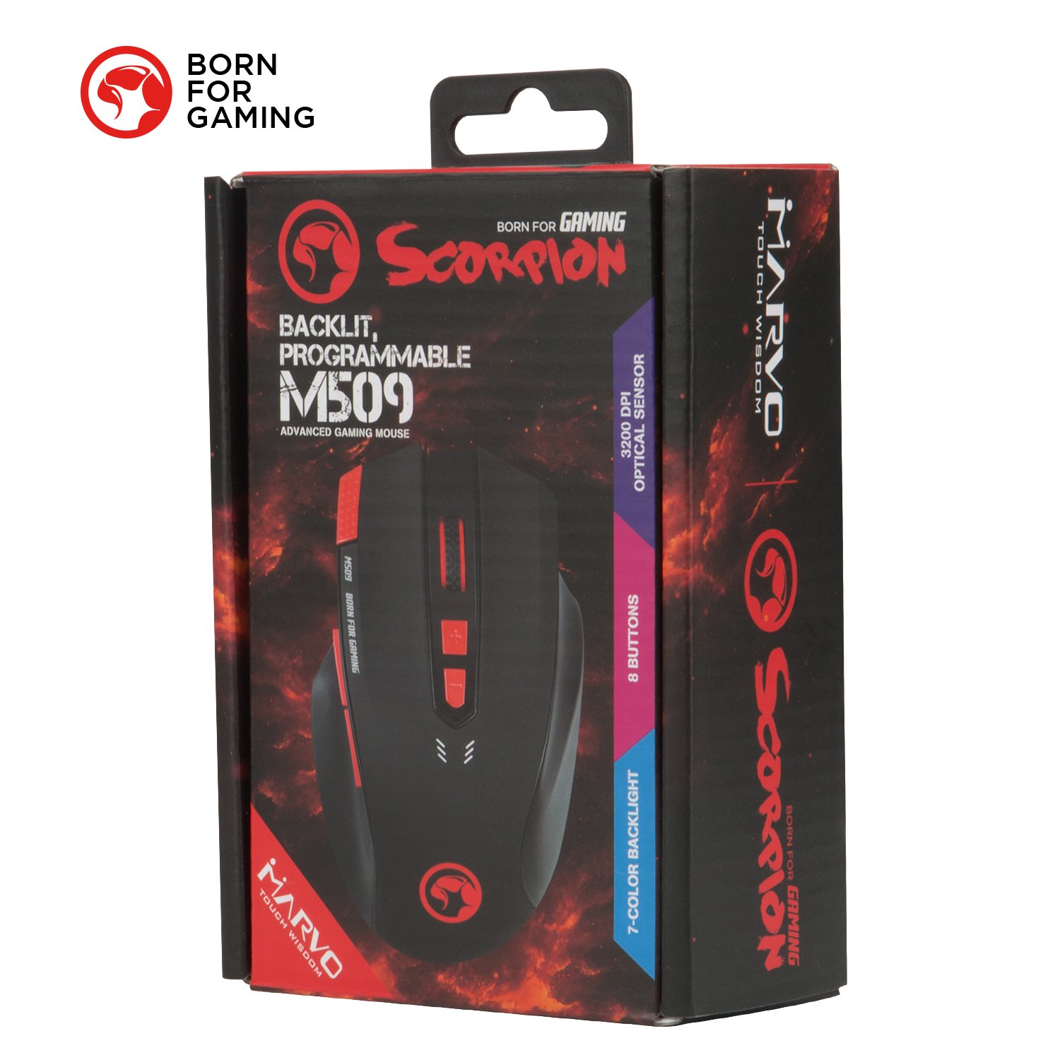 Gaming Mouse MARVO 7 Color LED Backlit Wired Mouse 3200 DPI 8 Button Ergonomic Design Mice Computer Gamer PC Gaming Mouse with Adjustable DPI LED Backlight Laptop Mouse Fit for PC/Laptops/Computer