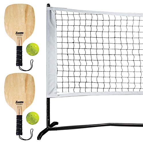 Franklin Sports Pickleball Net Set Outdoor Portable Pickleball Court Net - (2) Paddles + (2) Pickleballs - Half Court Set