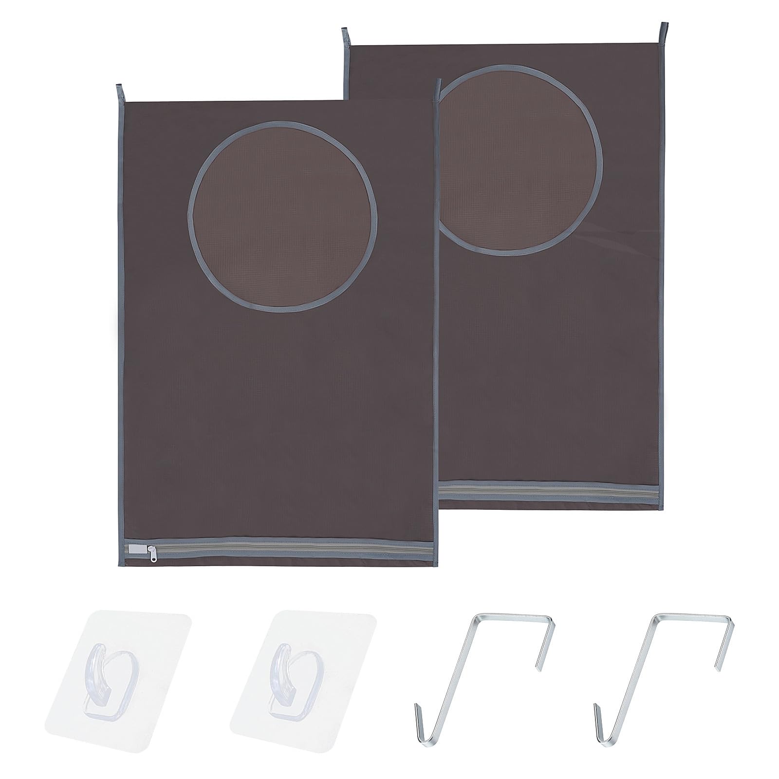 QUMENEY 2 Pack Door Hanging Laundry Hamper, XL Hanging Laundry Bag with 4 Hooks Over Door Laundry Hampers for Dirty Clothes, Large Laundry Organizer Bag for Bedrooms Dorms Closets（31"X 20",Grey)