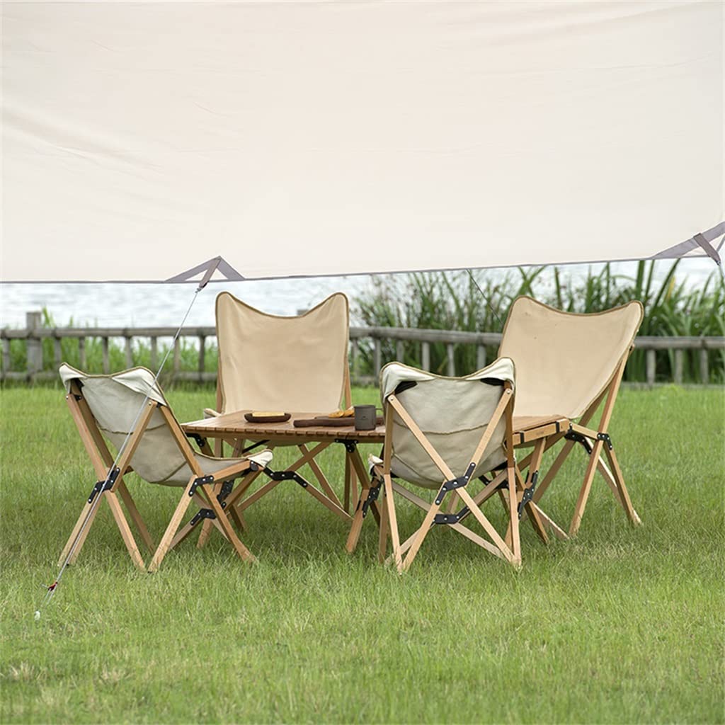LMMDDP Portable beech Wooden Outdoor Camping Chair Indoor Garden Foldable Lazy Seat Fishing Picnic BBQ Folding Backrest Stool