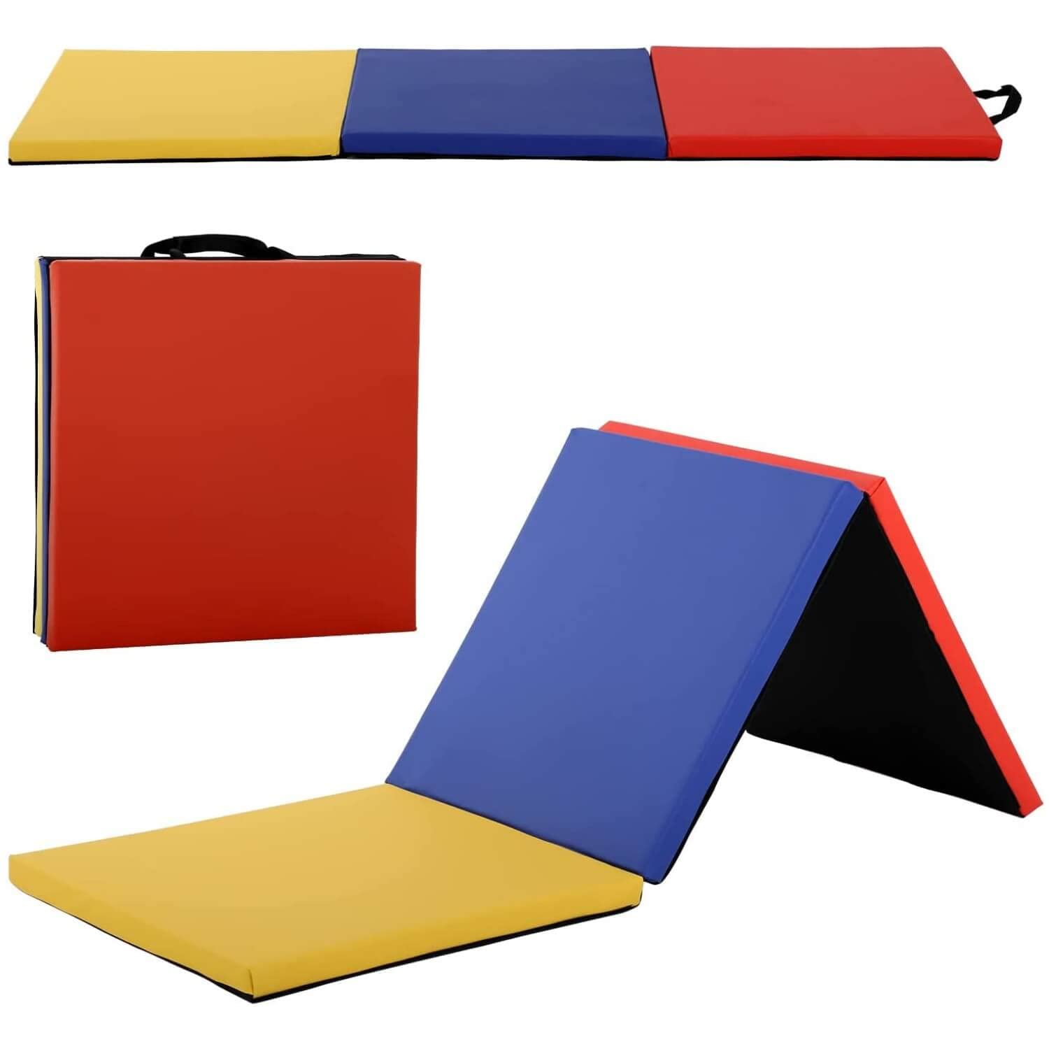 Gymnastics Mat Tumbling Mats for Gymnastics for Home, Tri-Fold Folding Thick Wrestling Mats 6'x2'x2”Anti-Tear Lightweight Exercise Mat with Carrying Handle, Indoor/Outdoor Workout Mats CM