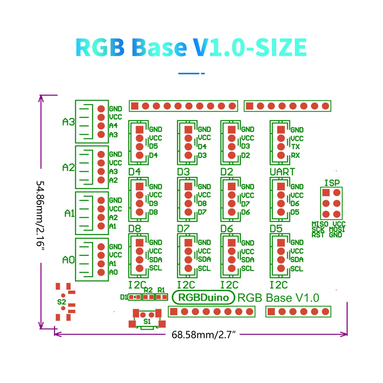 Fiarfiar Big Tree Tech's RGBDuino RGB Base V1.0 Accessory for Your Duino Boards - Reliable and Convenient Socket Connectors RGBDuino Expansion Board