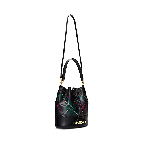 LAUREN Ralph Lauren Plaid Leather Large Andie Drawstring Bag Holiday Tartan/Black One Size