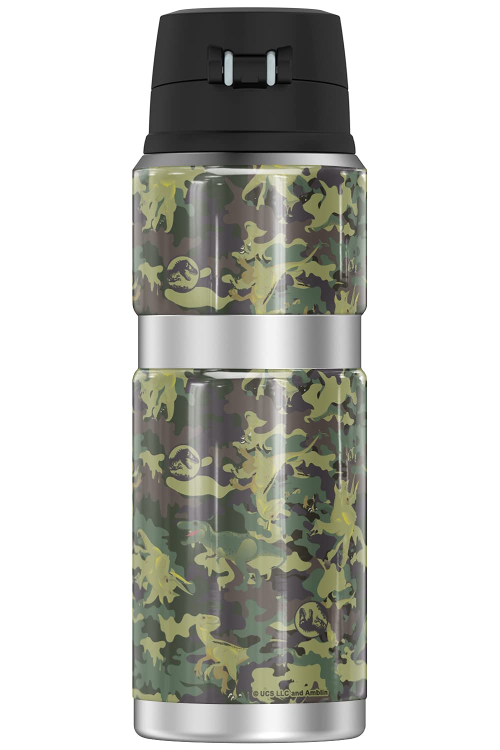 Jurassic Park Camo Logo THERMOS STAINLESS KING Stainless Steel Drink Bottle, Vacuum insulated & Double Wall, 24oz