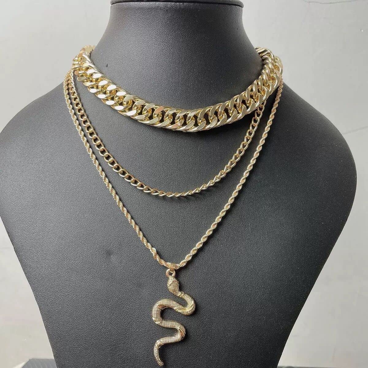 Gold Snake Layered Necklace Dainty Snake Pendant Multilayered Chain Choker Jewelry Gift for Women