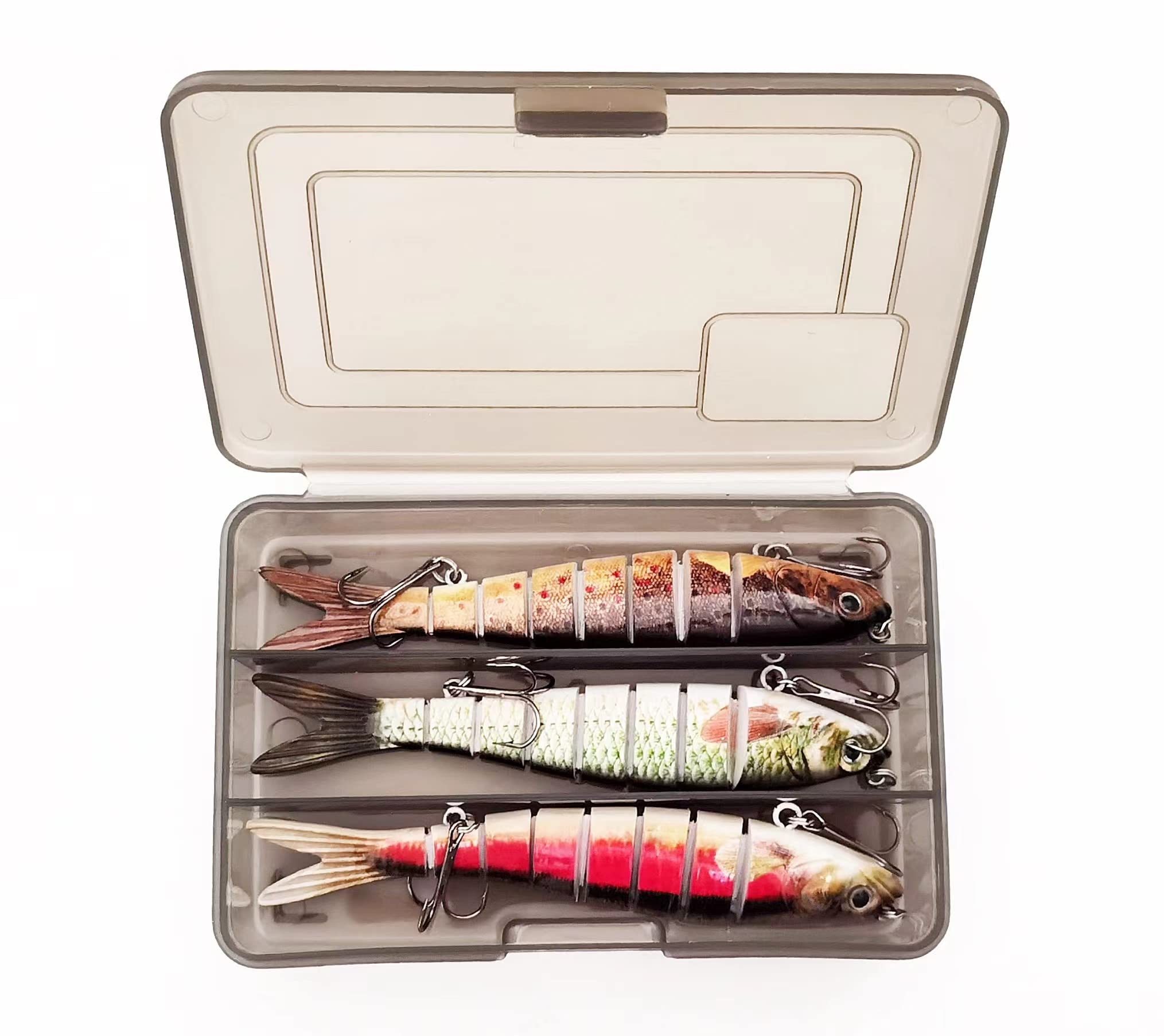 Fishing Lure Baits Lifelike Multi-Jointed 8 Sections Slow Sinking Swimbaits Bait Tackle Kits 3pcs, Freshwater Fishing Tackle