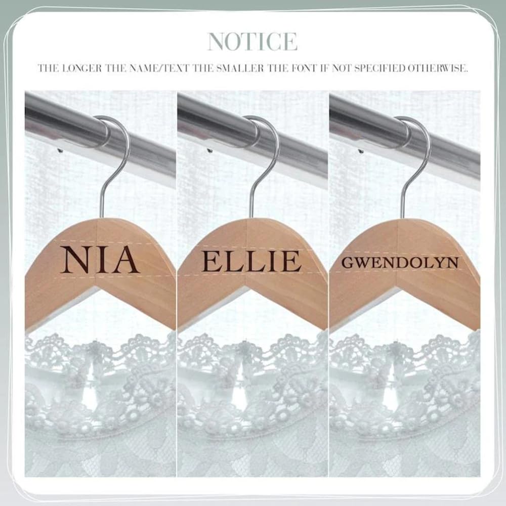 Personalized Bridesmaid Hangers | Bride Hangers | Wedding Dress Hangers | Custom Name Engraved Wooden Hanger | Bridesmaid Proposal