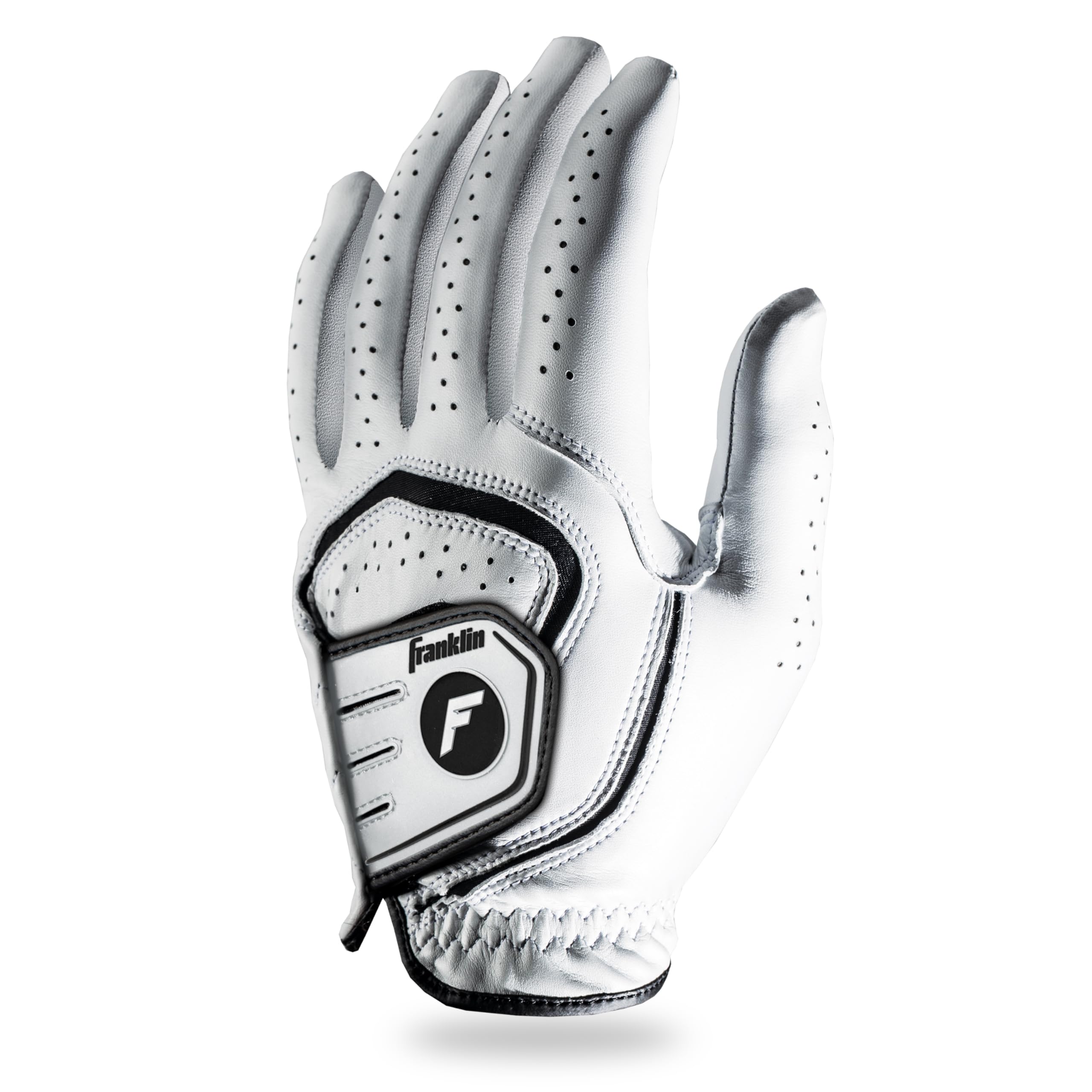 Franklin Sports Golf Glove - Pro Golf Gloves - Premium Leather Golfing Glove - Maximum Grip - White - Right Hand Glove - Adult Large