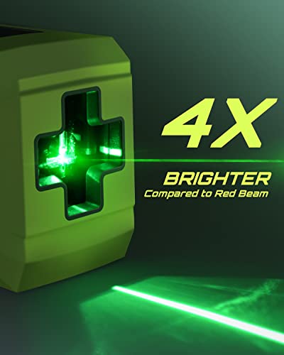 LASGOO Laser Level Self Leveling, Green Cross Laser Line with Vertical and Horizontal for Picture Hanging and Construction, Magnetic Rotating Stand and Portable Case Included, Green