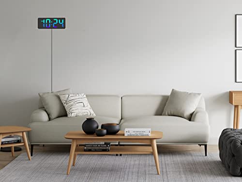 XUANZIT Wall Clock - LED Digital Wall Clock with Dynamic RGB Display, Big Digits, Auto-Dimming, 12/24Hr Format, Small Silent Wall Clock for Living Room, Bedroom, Farmhouse, Kitchen, Office