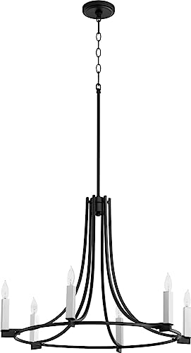 Quorum 696-6-69 Transitional Six Light Chandelier from Olympus Collection in Black Finish,