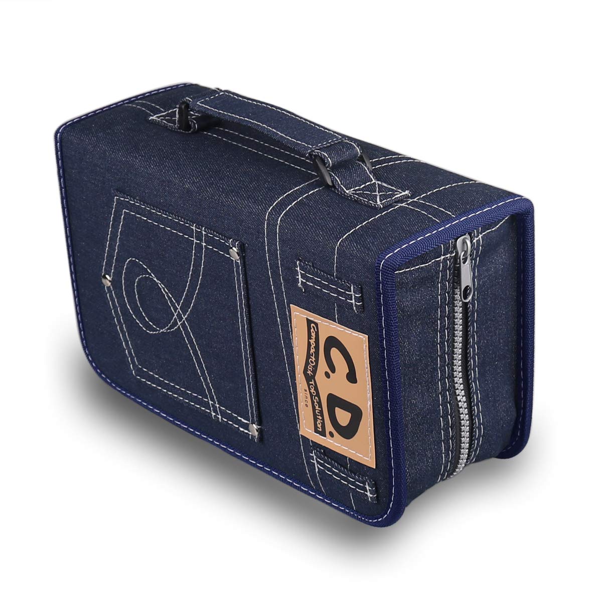 FORE® Legend Denim CD/DVD/Blu-Ray Disc 100pcs Wallet Case for CD/DVD Carrying Storage 128 Capacity Made of Denim Color Blue